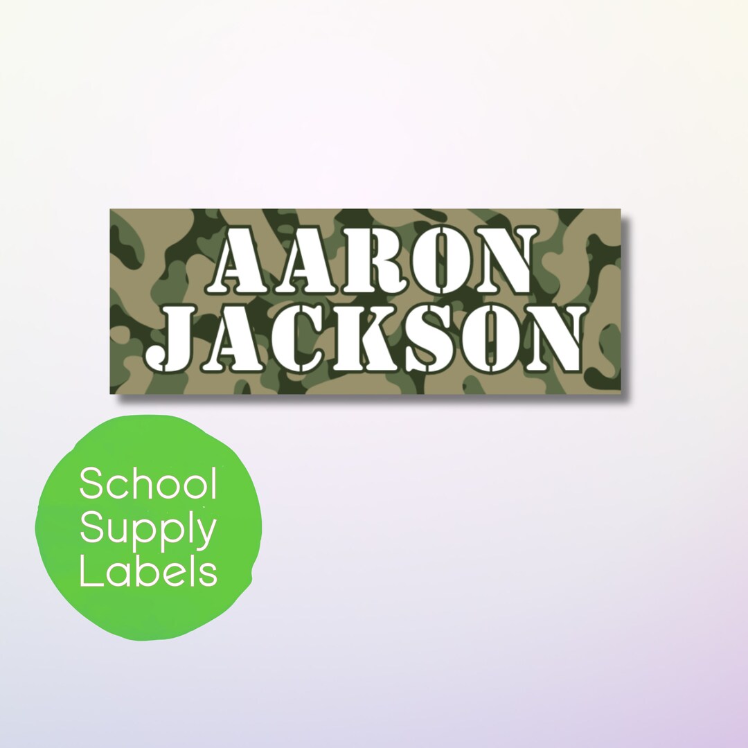 Camo School Supply Labels, Personalized Name Labels, Waterproof ...