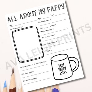 All About My Pappy Coloring Page, Father's Day Gift, Printable ...