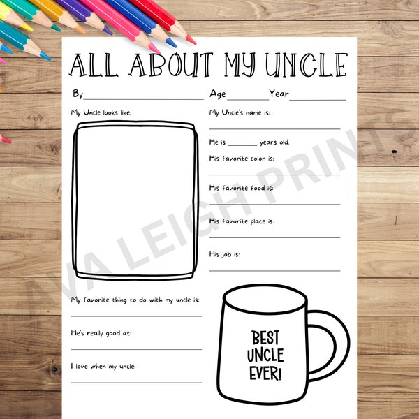 Uncle Coloring Page - Etsy