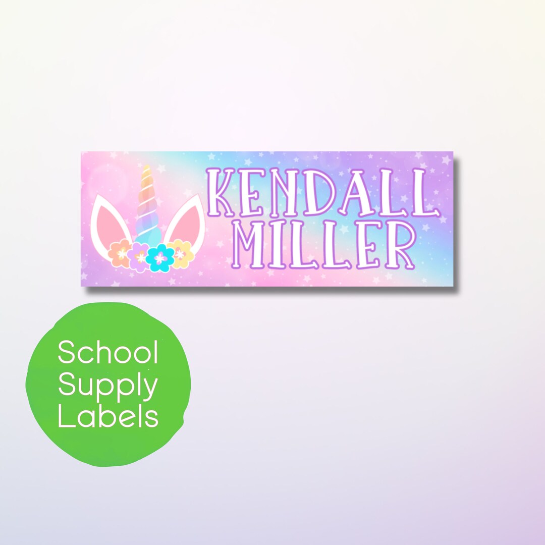 Unicorn Rainbow School Supply Labels, Personalized Name Labels ...