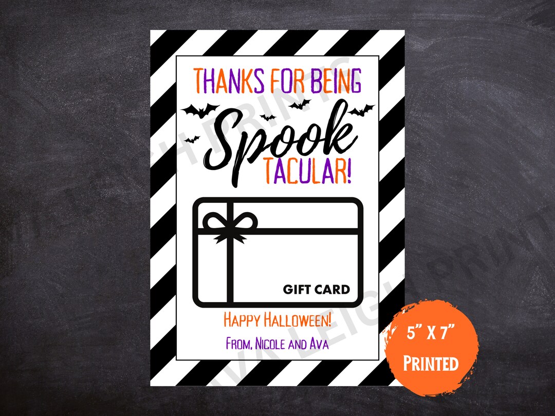 Printed Halloween Appreciation Gift Card Holder, Teacher Employee ...