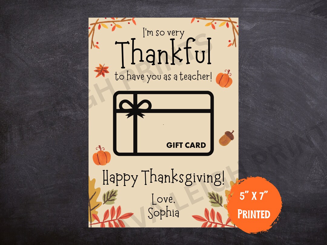 PRINTED Thanksgiving Teacher Appreciation Gift Card Holder, Teacher ...