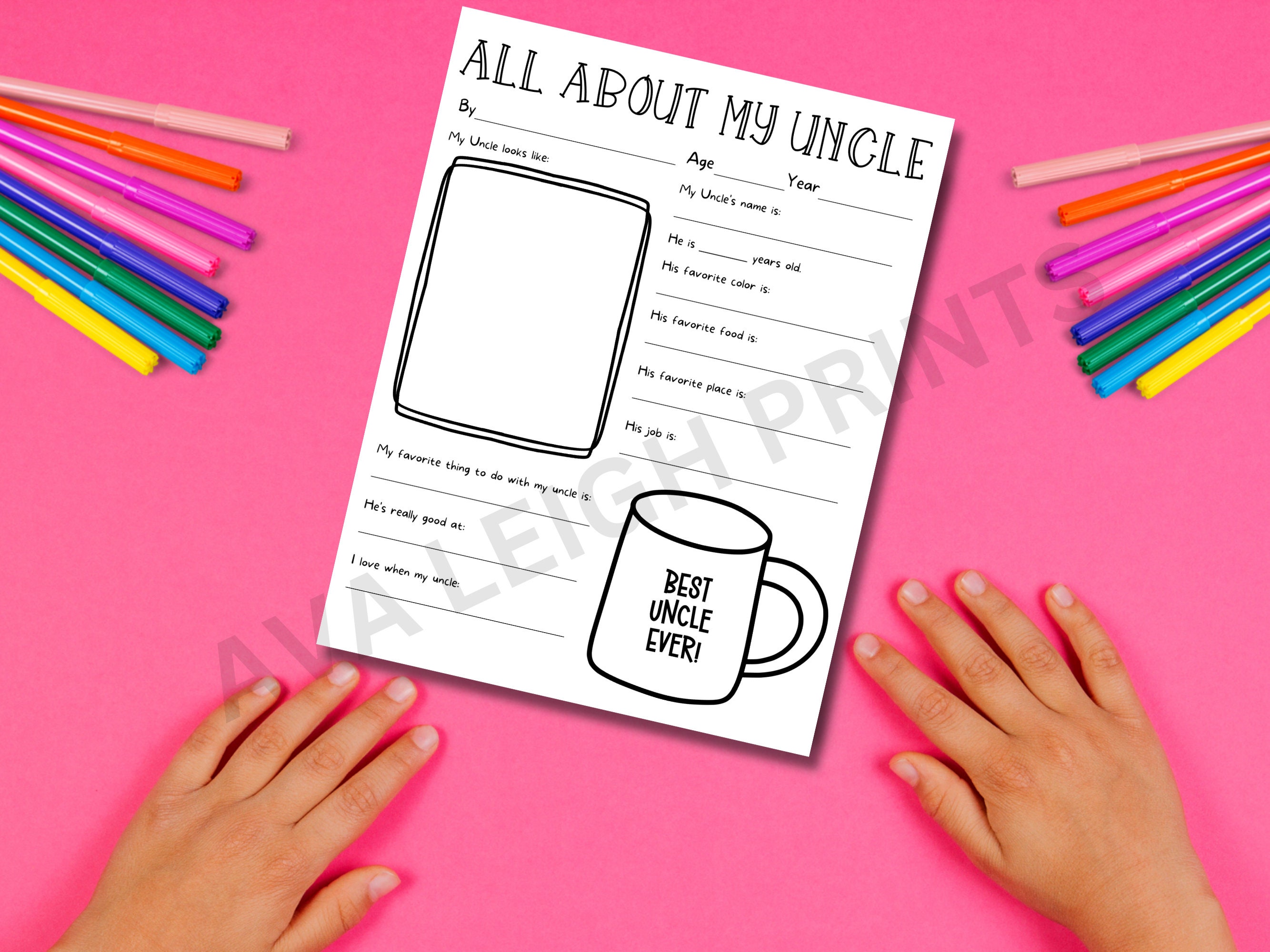 All About My Uncle Coloring Page Father's Day Gift - Etsy UK