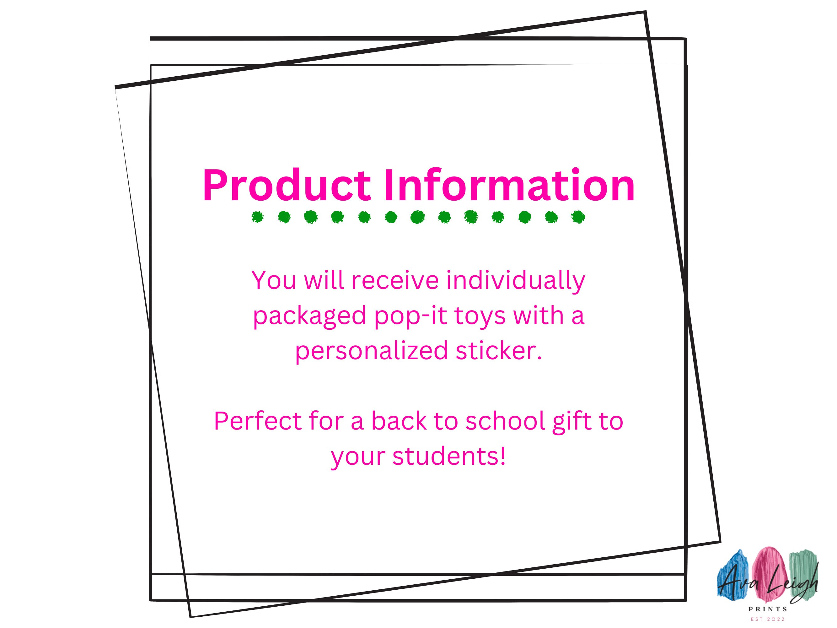 Back to School Popper Student Gift, Gift From Teacher, Fidget Toy Gift ...
