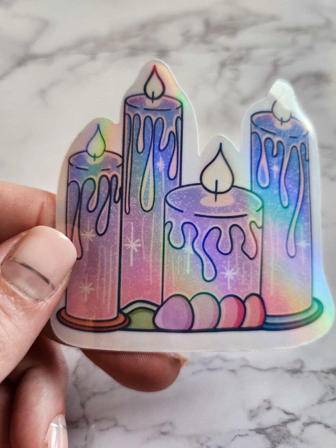 Galaxy Candle Vinyl Sticker, Holographic Laminate, Witchy Vibes, Unique ...
