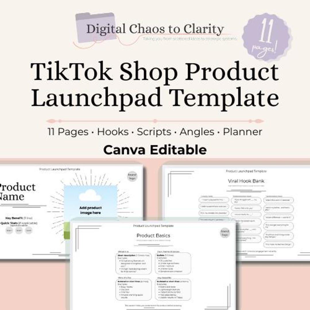 Tiktok Shop Product Launchpad Template | Canva Editable Creator Toolkit ...