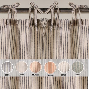 Vertical Pinstripe Curtains and Drapes, Black Stripe Gauze Linen Fabric ...