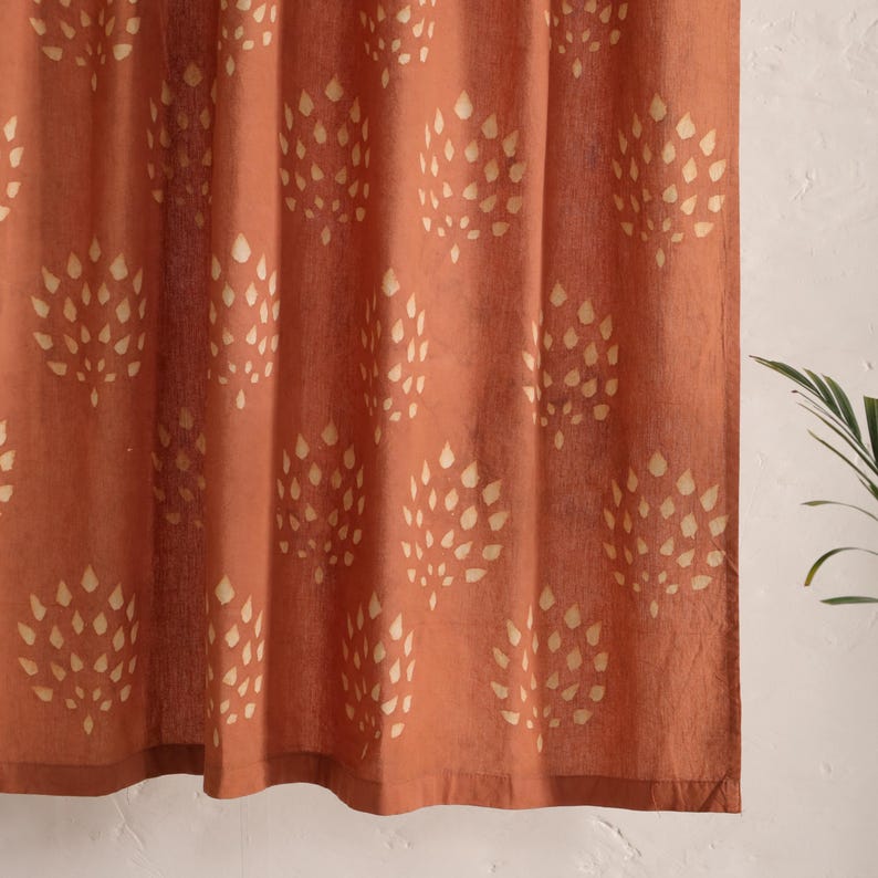 Bohemian Rust Soil Curtains Hand Block Printed Panel for Living Room ...