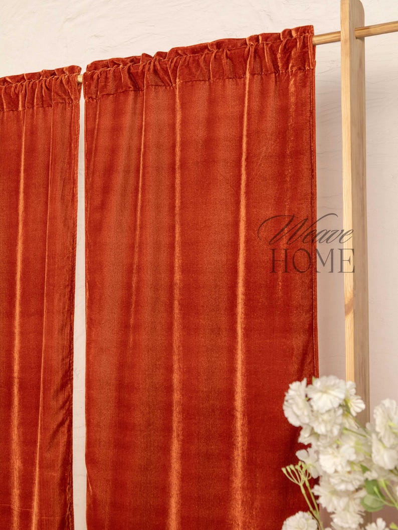 Story Red Velvet Curtains for Living Room Bedroom Heavy Soft Cabin ...