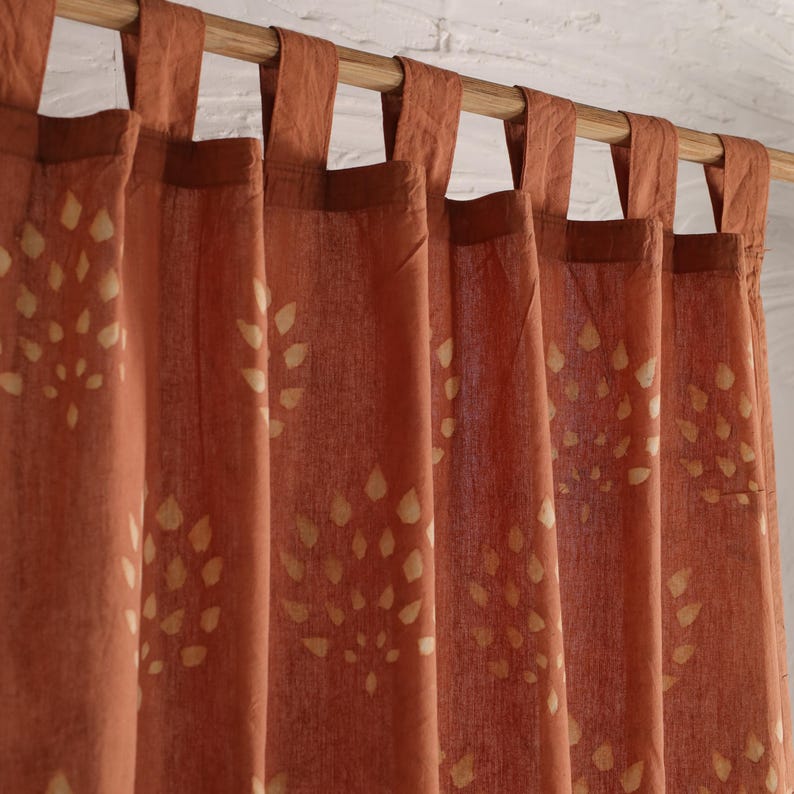 Bohemian Rust Soil Curtains Hand Block Printed Panel for Living Room ...