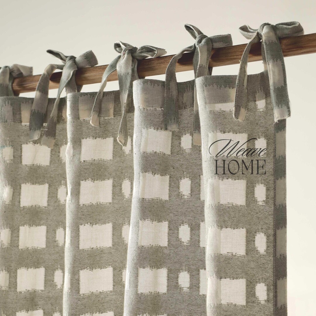 Square Boxes Bohemian Curtains Elegant Woven Grid Unlined, Privacy ...