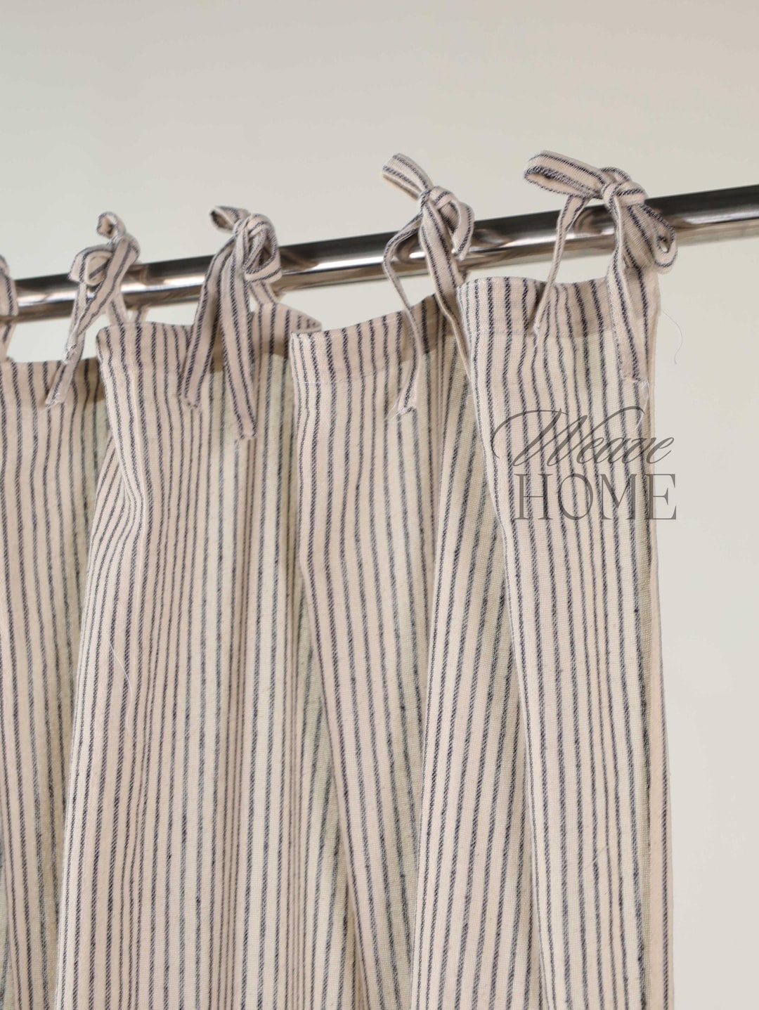 Vertical Pinstripe Curtains and Drapes, Black Stripe Gauze Linen Fabric ...