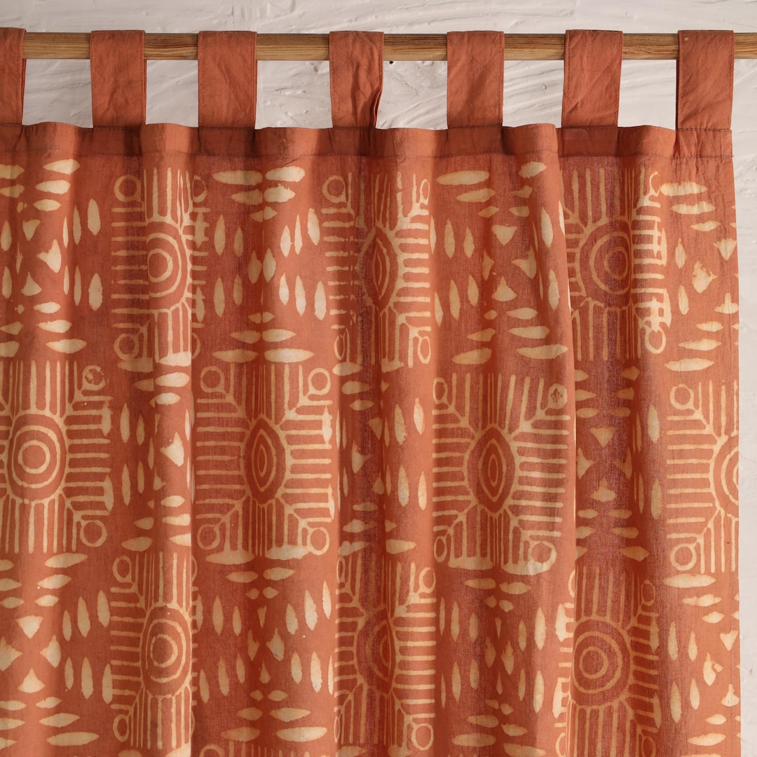 Handmade Soil Rust Curtain, Bohemian Hand Block Printed (2 Panel ...