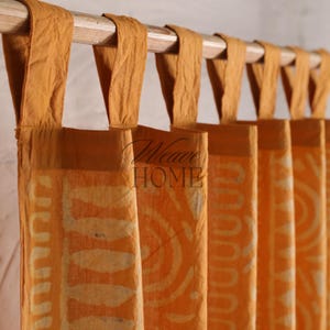 Boho Handblock Yellow Curtain (2 Panel) - Bedroom, Kitchen, Bathroom ...