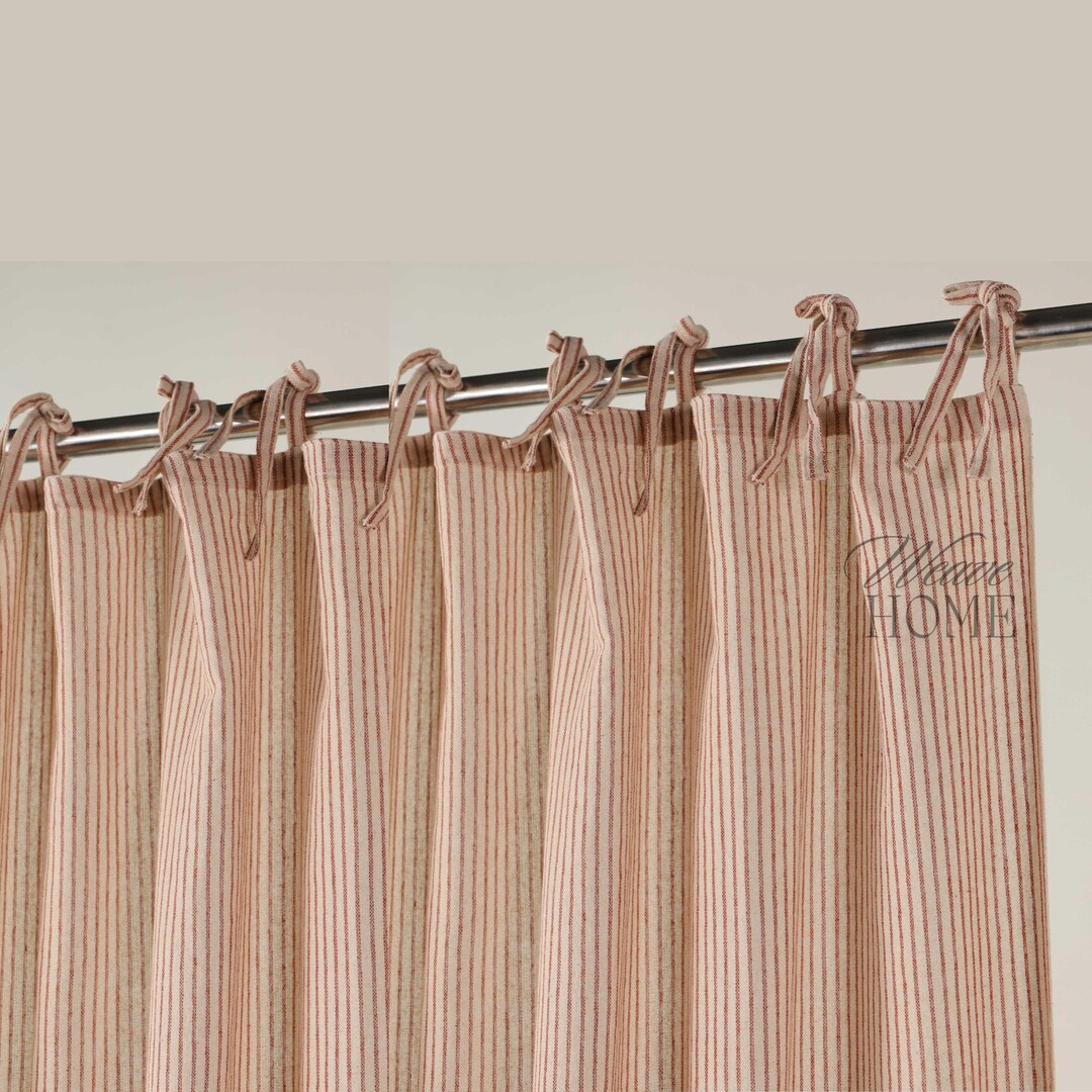 Linen Gauze Striped Curtain Drapes Types of 3 Heading Vertical Maroon ...