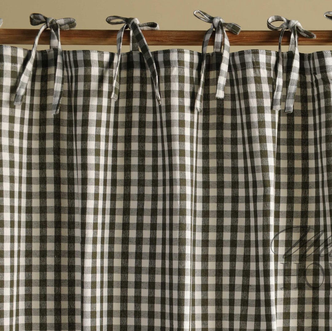 Bohemian Gingham Curtains Gauze Checkered Pattern Linen Window 4869