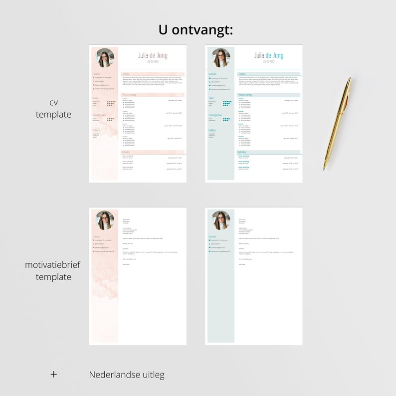 Cv & Cover Letter Template - Dutch Explanation - Dutch Resume - Canva ...
