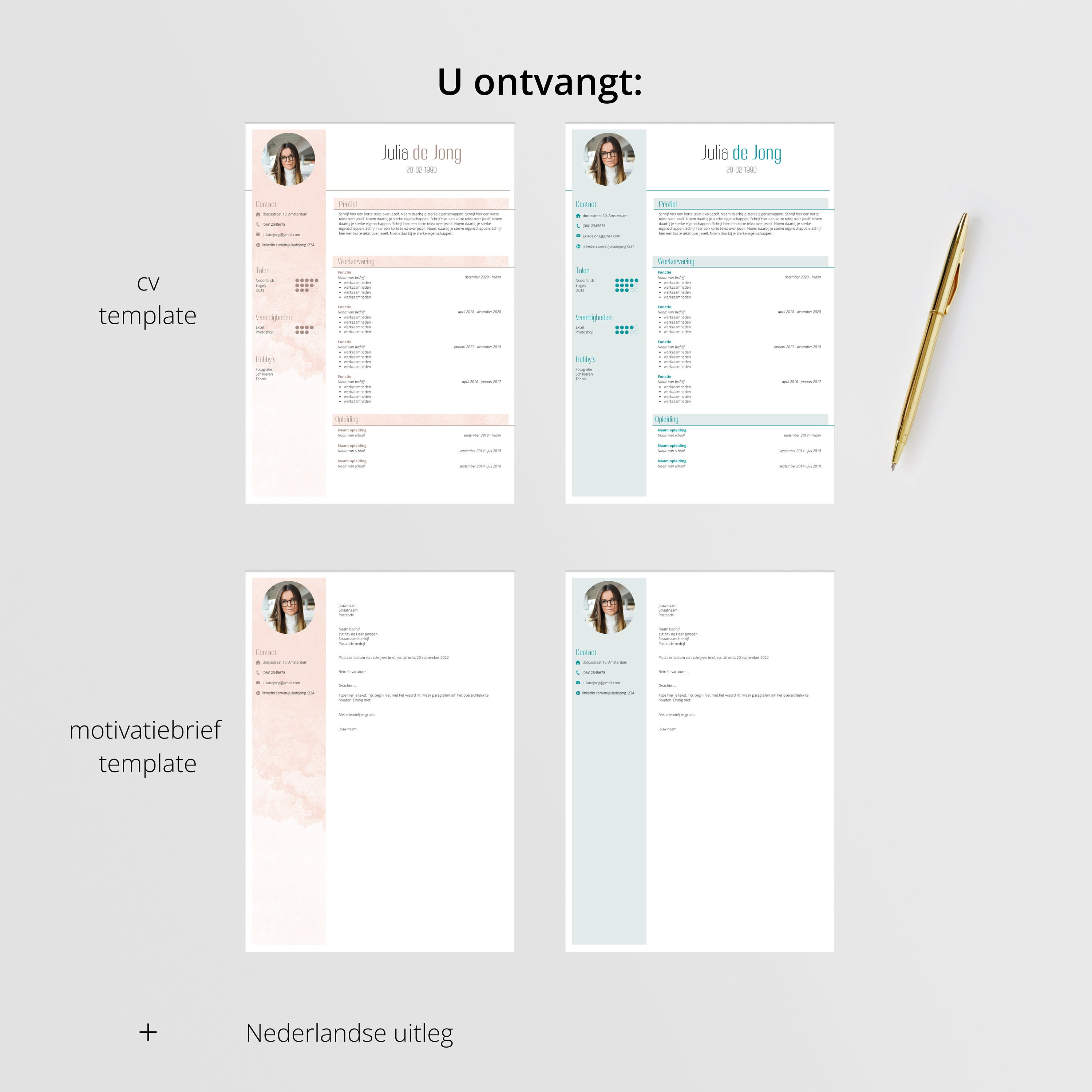 Cv & Cover Letter Template - Dutch Explanation - Dutch Resume - Canva ...