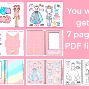 Unicorn Paper Doll Set: A5 Journal Dress-up Activity (PDF) - Etsy