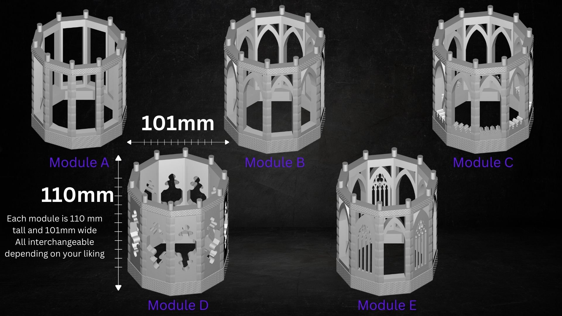 Gothic Decagon Moss Pole Tower Climbing Plant Supports Indoor 3D ...