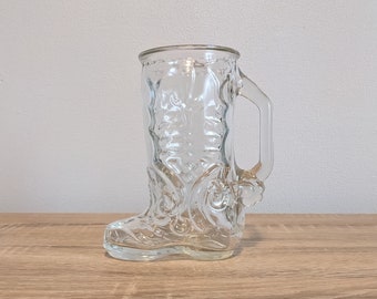 Vintage Clear Glass Embossed Cowboy Boot Beer Mug - Etsy