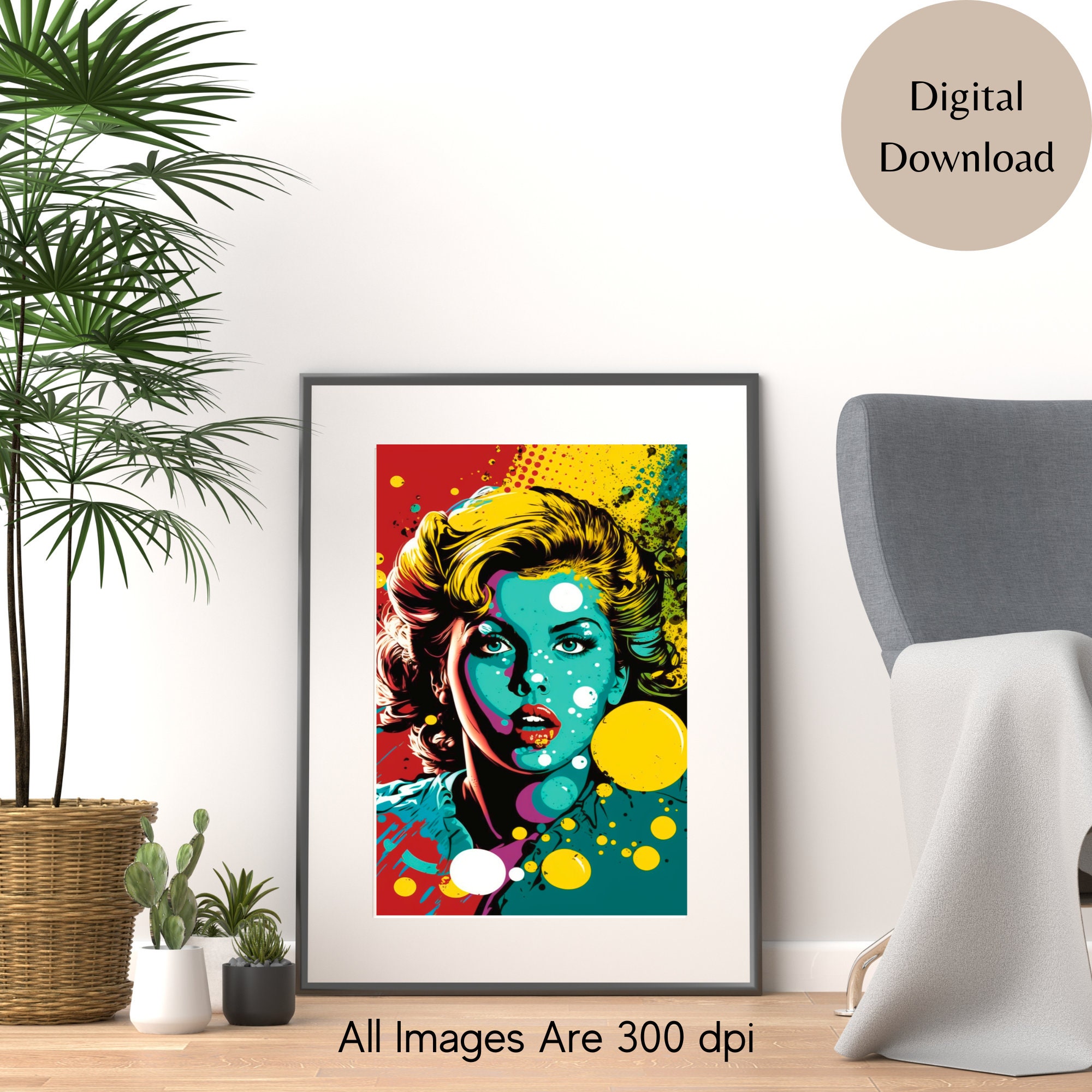 Pop Art Woman PRINTABLE Digital Wall Art Digital Download Printable Art ...