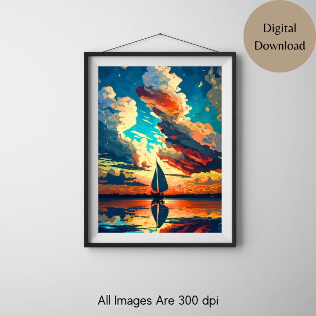 Sunset Art Picasso & Dali Style Colorful Wall Art Vibrant Wall Decor ...