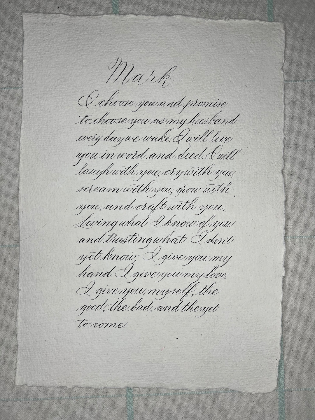Custom Handwritten Calligraphy. Wedding Vows. Anniversary Gift. Love ...