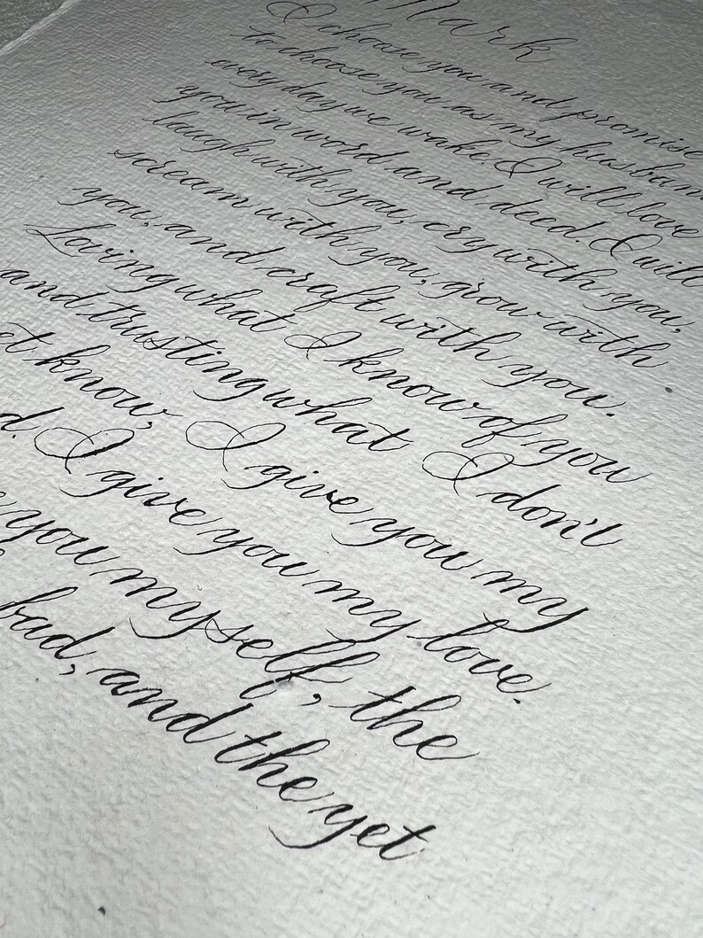 Custom Handwritten Calligraphy. Wedding Vows. Anniversary Gift. Love ...