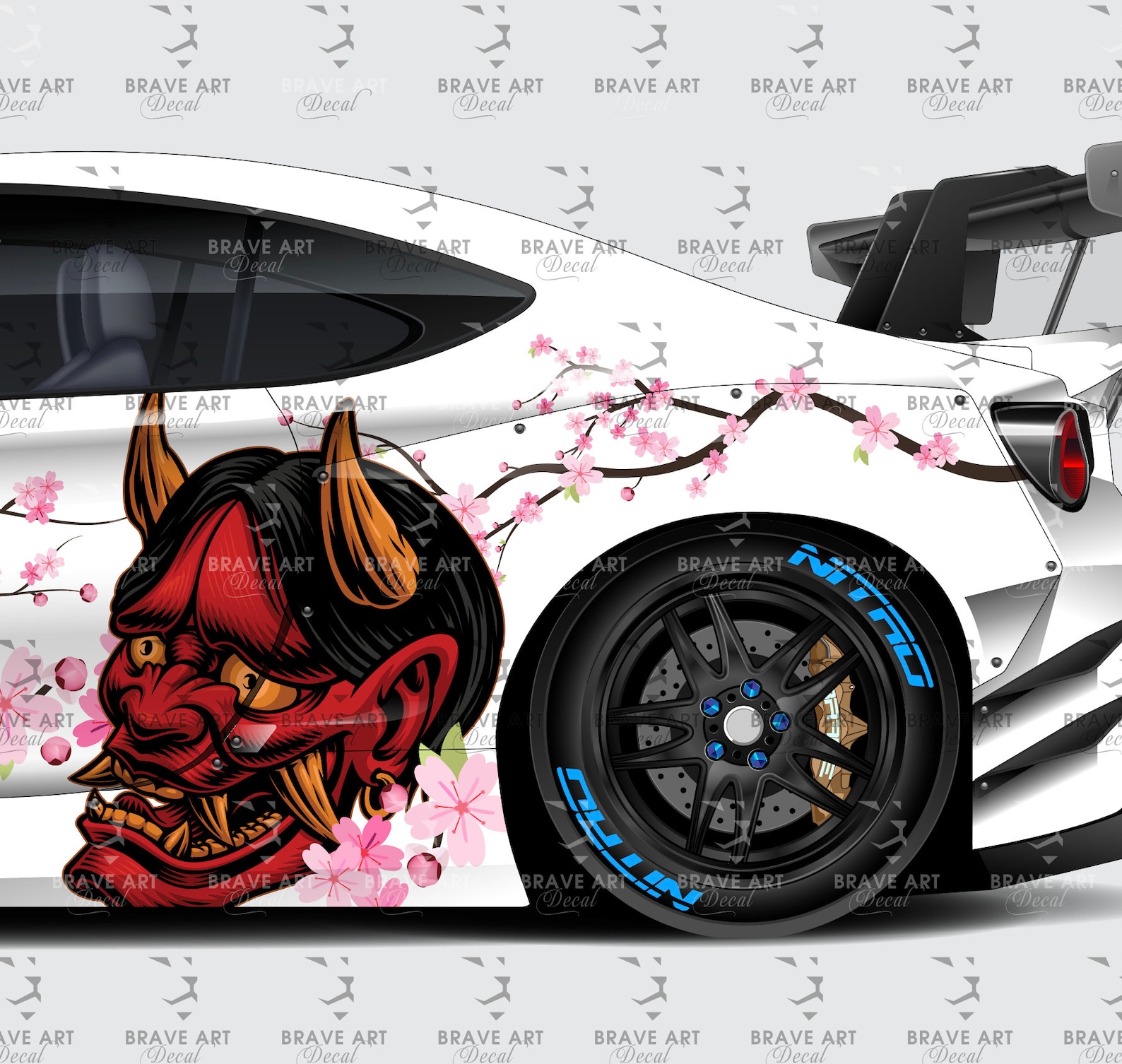 Sakura Cherry Blossom Car Livery, Japanese Oni Demon Car Wrap - Etsy