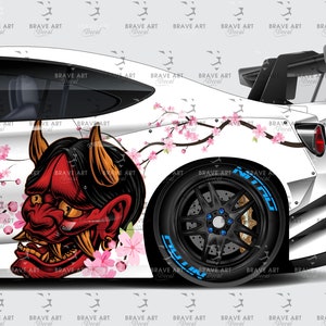 Sakura Cherry Blossom Car Livery, Japanese Oni Demon: Grey, Red, Purple ...
