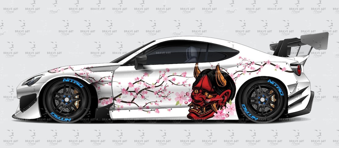 Sakura Cherry Blossom Car Livery, Japanese Oni Demon: Grey, Red, Purple ...