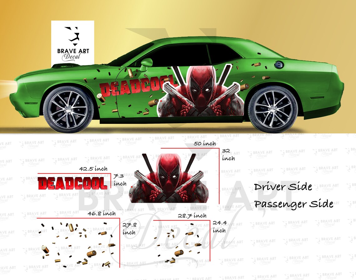 Deadpool Super Hero Villain Inspired Car Side Decal - Etsy