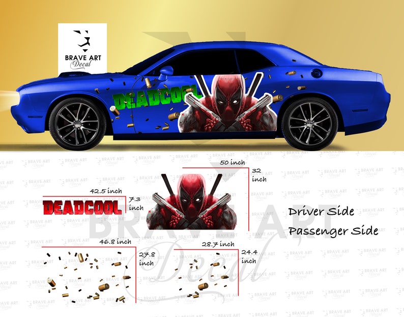 Deadpool Super Hero Villain Inspired Car Side Decal - Etsy