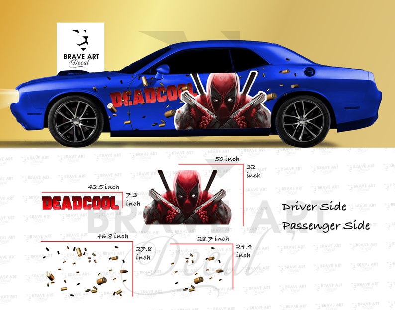 Deadpool Super Hero Villain Inspired Car Side Decal - Etsy