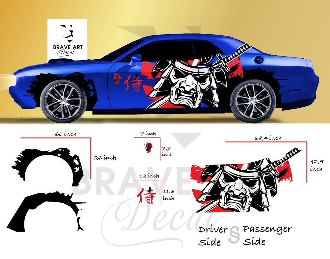 Samurai Car Wrap Japanese Vehicle Shine Cast Vinyl Wrap Etsy