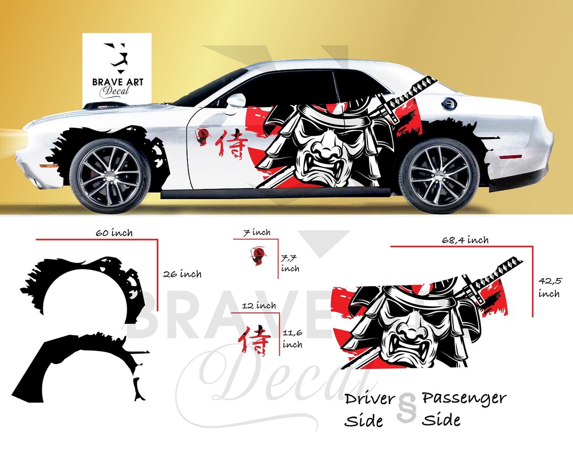 Samurai Car Wrap Japanese Vehicle Shine Cast Vinyl Wrap - Etsy