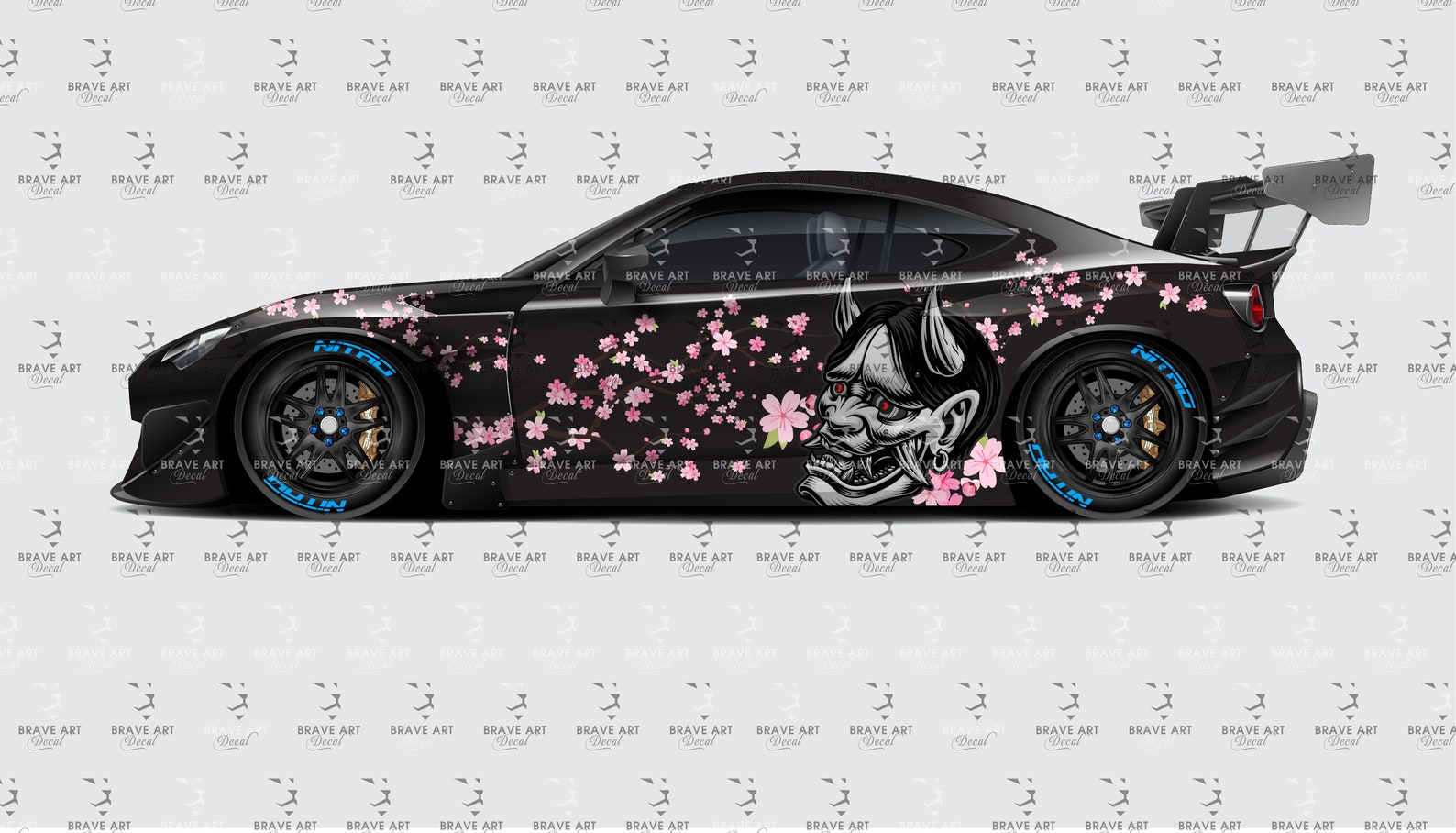 Sakura Cherry Blossom Car Livery, Japanese Oni Demon Car Wrap - Etsy