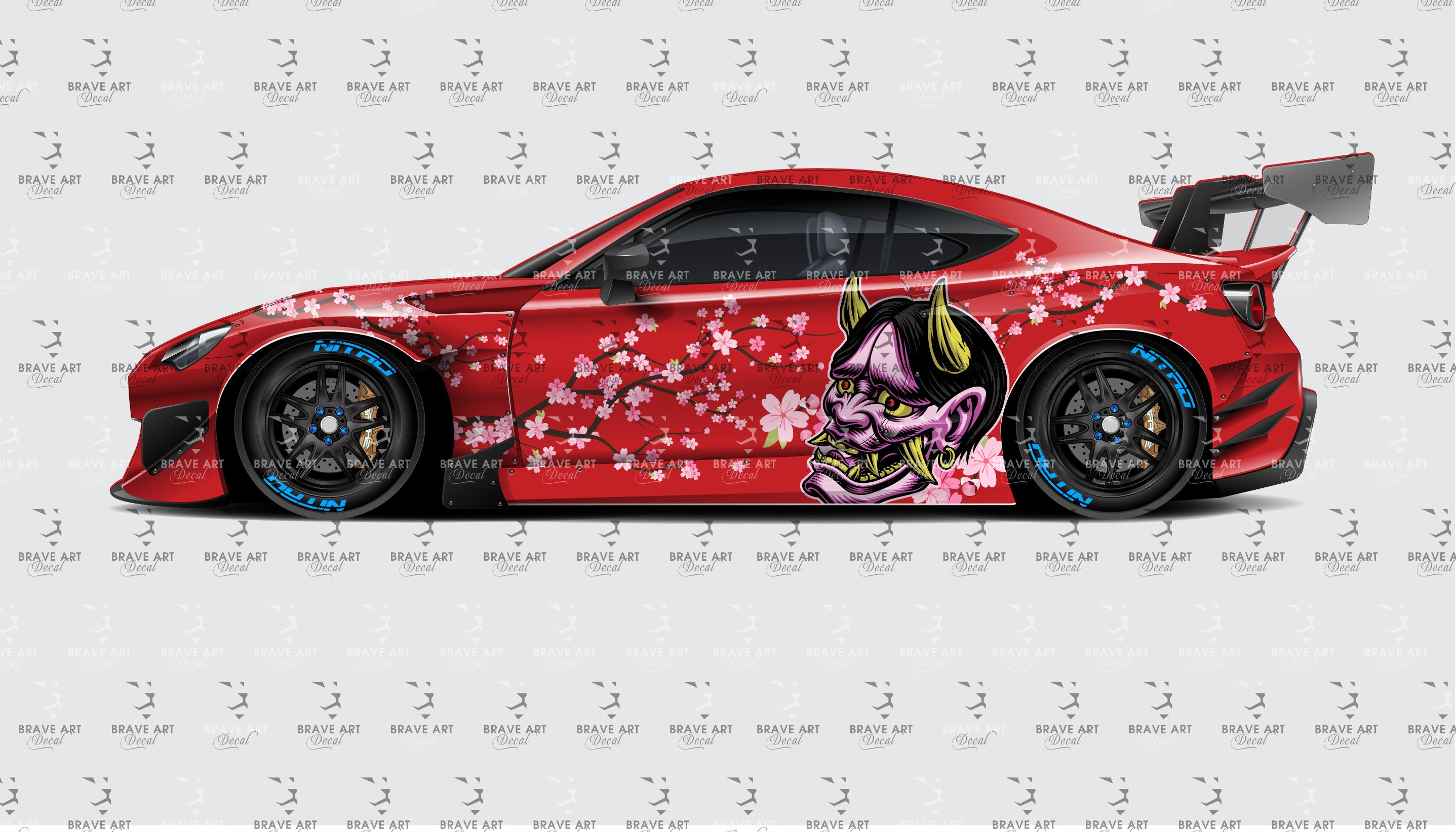 Sakura Cherry Blossom Car Livery, Japanese Oni Demon Car Wrap - Etsy