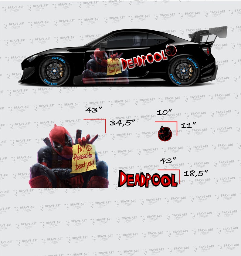 Deadpool Super Hero Villain Inspired Car Side Decal - Etsy