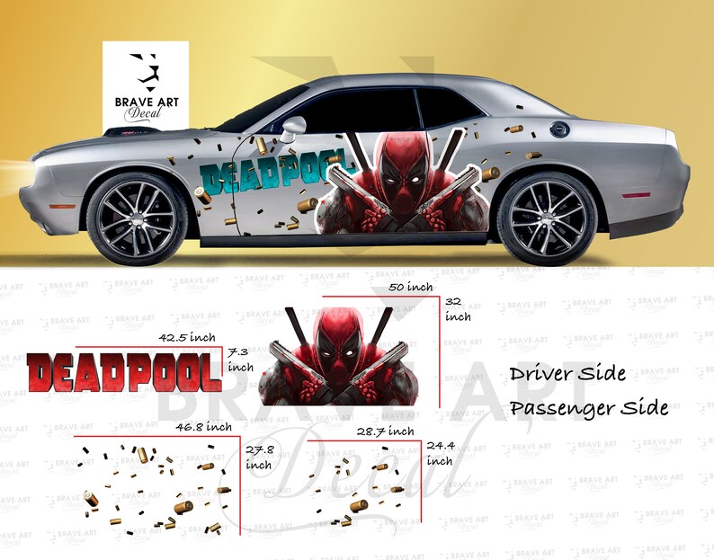 Deadpool Super Hero Villain Inspired Car Side Decal - Etsy