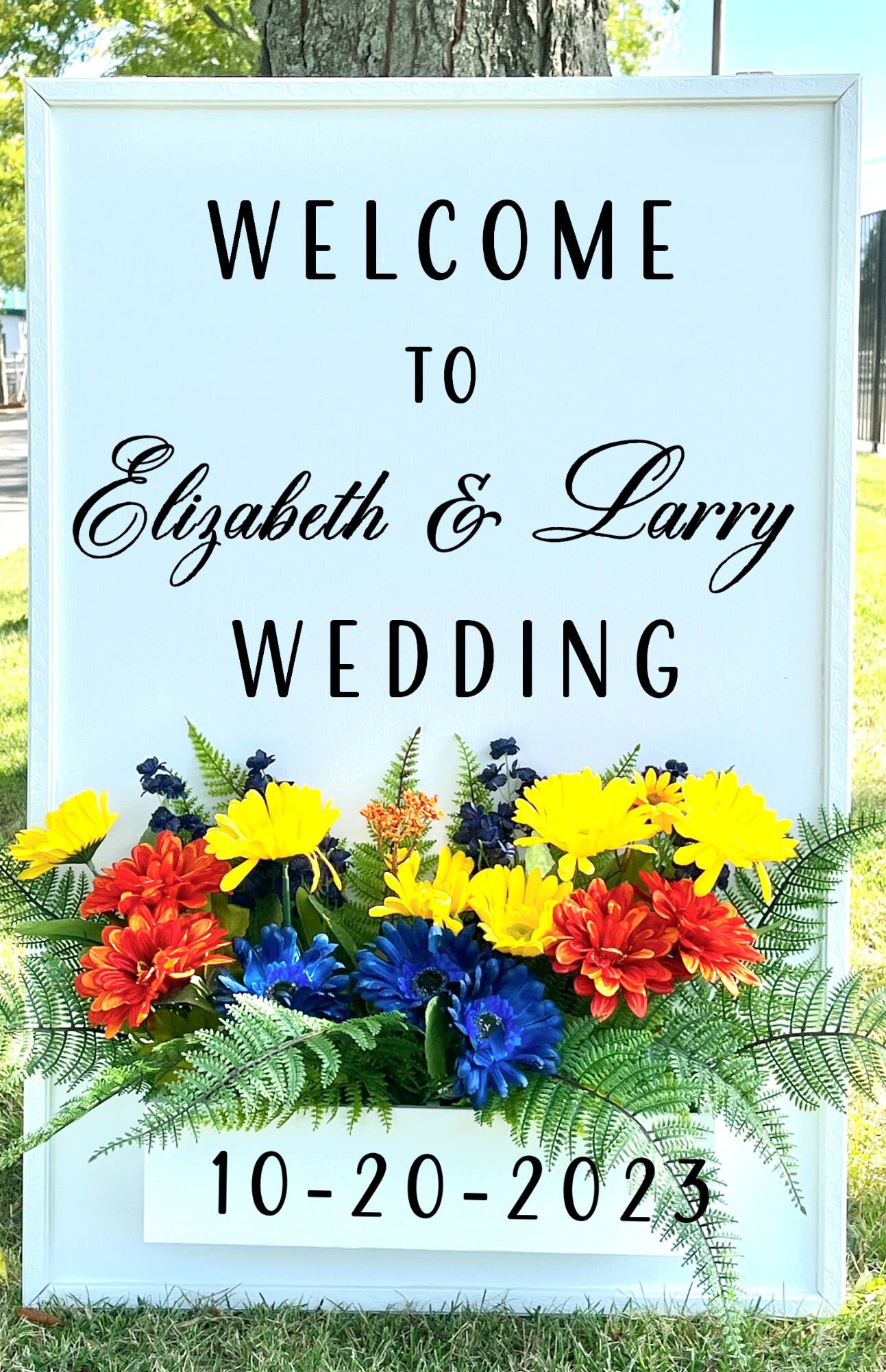 Custom Flower Box Welcome Sign With Border, Acrylic, Wedding, Bridal ...