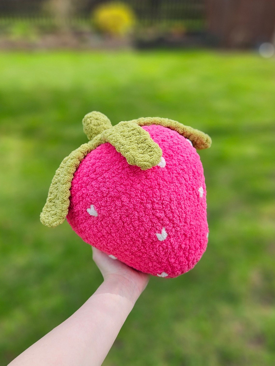 Giant Fuzzy Crochet Strawberry Plushie Jumbo Strawberry Crochet ...