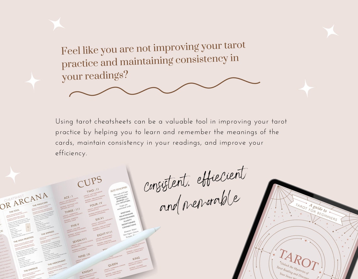 Tarot Card Cheat Sheet + Reference Guide | Major + Minor Arcana | Tarot ...