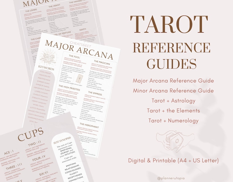 Tarot Card Cheat Sheet + Reference Guide | Major + Minor Arcana | Tarot ...