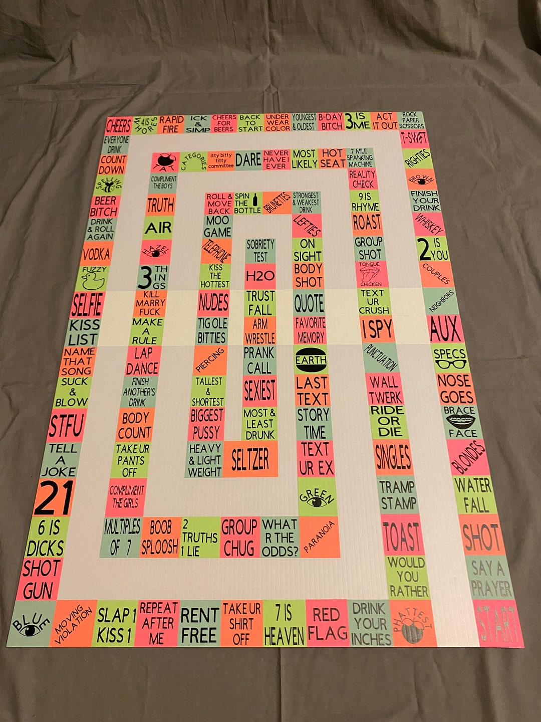 Neon Drinking Game Board - Etsy