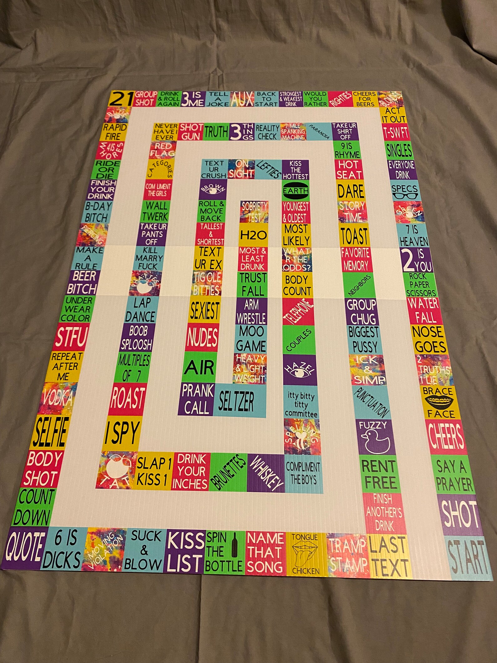 Neon Splatter Paint Drinking Game Board - Etsy