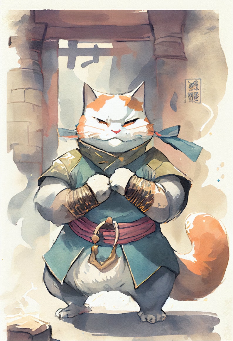 Kung-fu Cats PNG Watercolor: 5 Cat Images PNG Format for Your Design ...