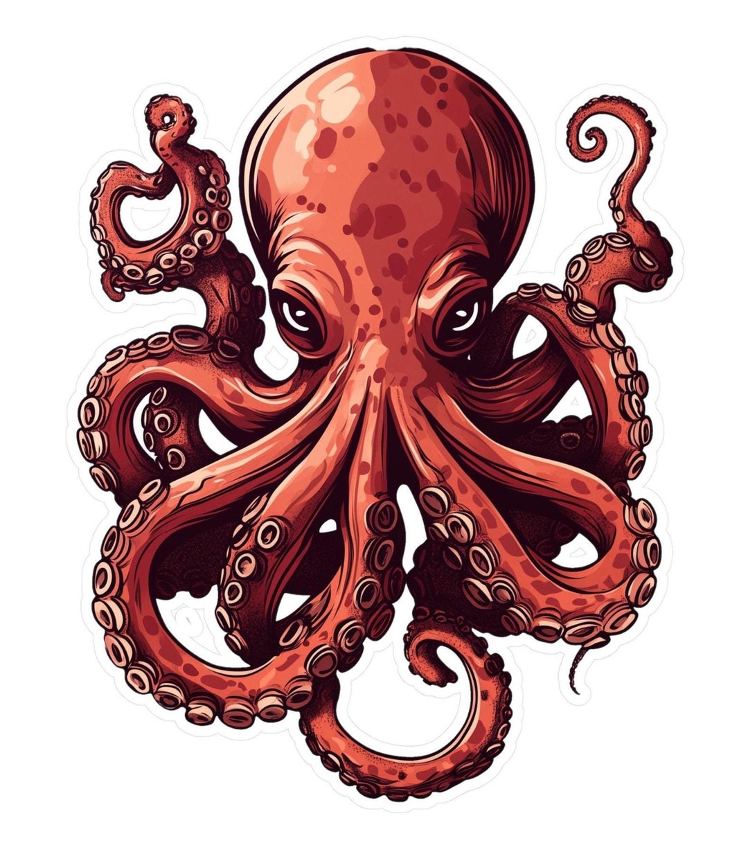 Funky Octopus Kiss-cut Vinyl Decal: Laptop, Car, and Wall Art - Etsy