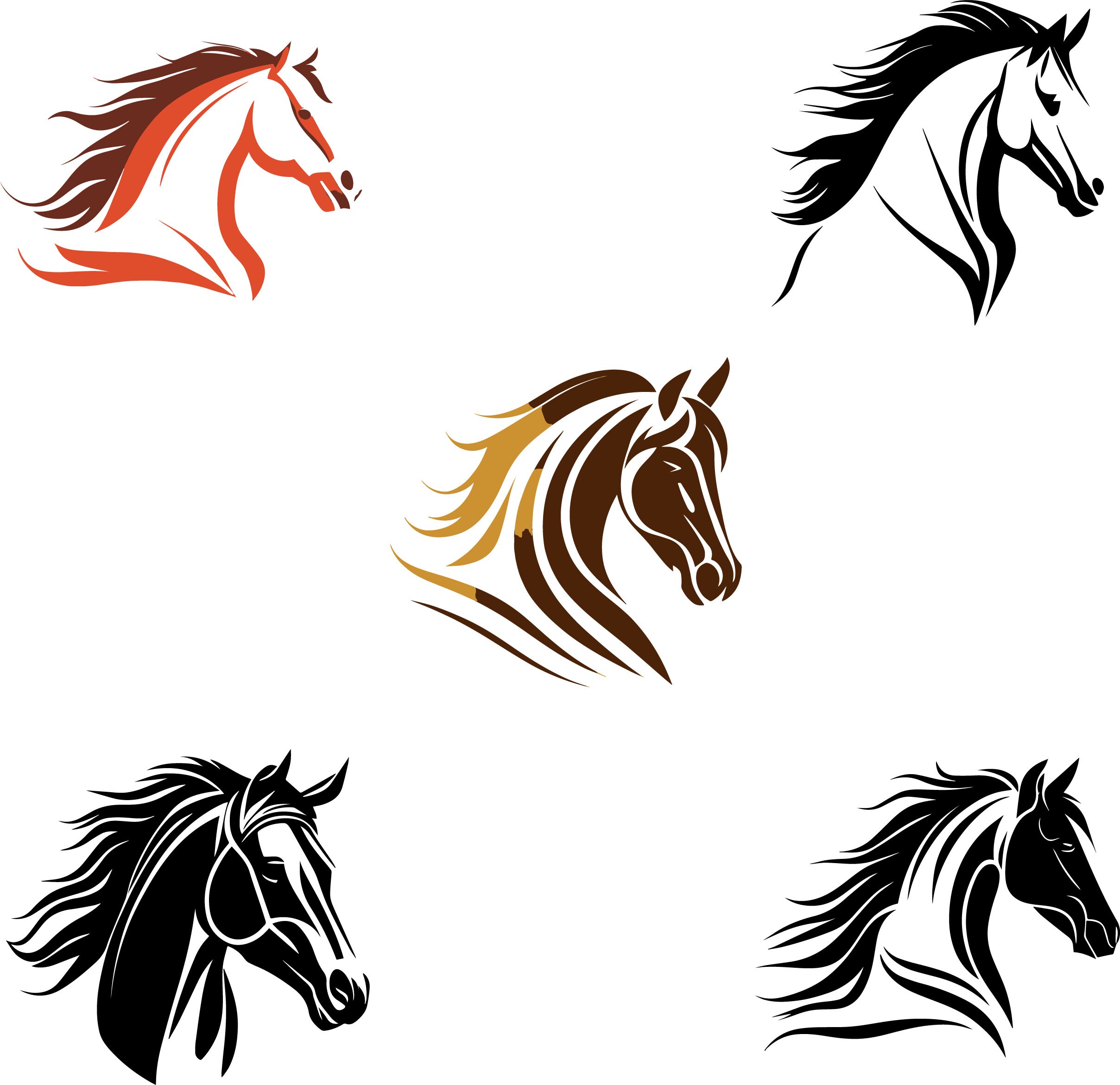 Wild HORSES: 50 Horse Icon Logos in SVG Format for Your Design - Etsy